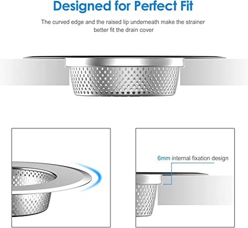 Helect 3-Pack Kitchen Sink Strainer Stainless Steel Drain Filter Strainer with Large Wide Rim 4.5" for Kitchen Sinks