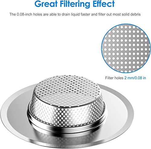 Helect 3-Pack Kitchen Sink Strainer Stainless Steel Drain Filter Strainer with Large Wide Rim 4.5" for Kitchen Sinks