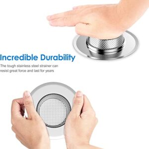 Helect 3-Pack Kitchen Sink Strainer Stainless Steel Drain Filter Strainer with Large Wide Rim 4.5" for Kitchen Sinks