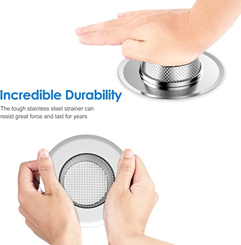 Helect 3-Pack Kitchen Sink Strainer Stainless Steel Drain Filter Strainer with Large Wide Rim 4.5" for Kitchen Sinks