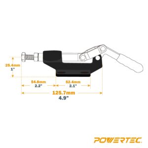 POWERTEC 20318 Push Pull Toggle Clamp 305CM - 500 lb Heavy Duty Holding Capacity, Plunger Stroke Clamp w Flange Base Plate, 1PK