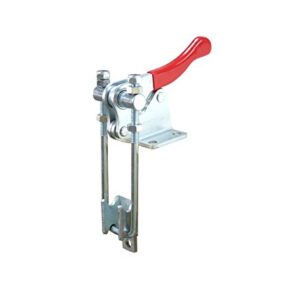 POWERTEC 20324 Vertical Latch Action Toggle Clamp 40344 w Threaded U Bolt and Red Vinyl Handle Grip – 1980 lb Holding Capacity, 1PK