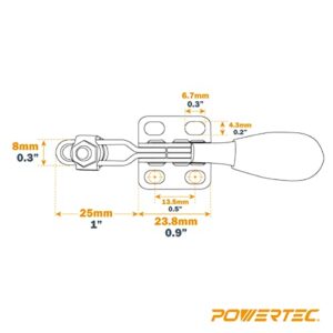 POWERTEC 20321 Quick Release Horizontal Toggle Clamp 201 - 60 lb Holding Capacity w Rubber Pressure Tip, 4PK,Silver