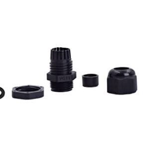 100pcs PG11 Waterproof Cable Gland Connector Black Plastic Adjustable IP68 M18 Thread Cable Gland with Locknut Rubber Ring for 5-10mm Wire