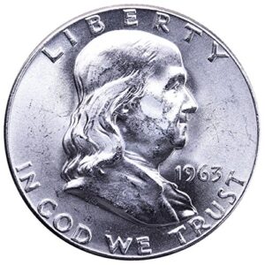 1963 No Mint Mark Beautiful Brilliant Uncirculated Franklin Half 90% Silver Coin 1/2 Seller BU