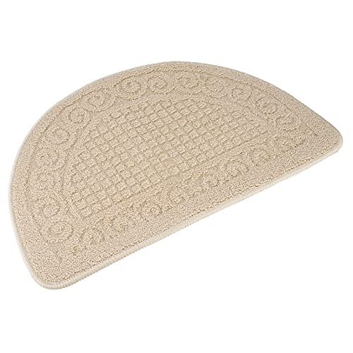 Echaprey Half Round Non-Slip Kitchen Bathroom Toilet Doormat Floor Rug Mat Keeps Your Floors Clean Home Decor (Large, Camel)