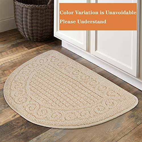 Echaprey Half Round Non-Slip Kitchen Bathroom Toilet Doormat Floor Rug Mat Keeps Your Floors Clean Home Decor (Large, Camel)