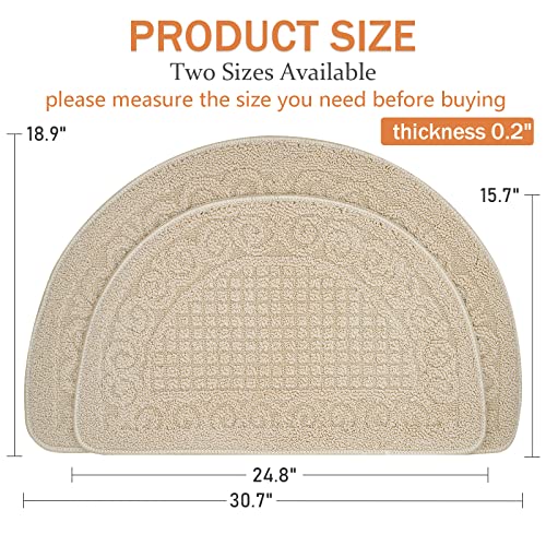 Echaprey Half Round Non-Slip Kitchen Bathroom Toilet Doormat Floor Rug Mat Keeps Your Floors Clean Home Decor (Large, Camel)