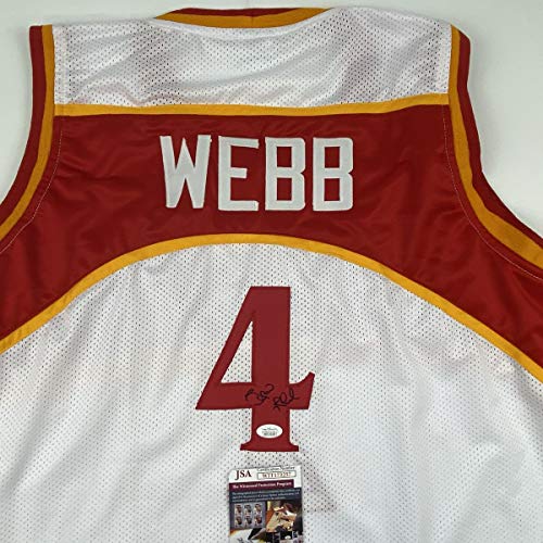 Autographed/Signed Spud Webb Atlanta White Basketball Jersey JSA COA