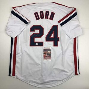 Autographed/Signed Corbin Bernsen Roger Dorn Major League Cleveland White Baseball Jersey JSA COA