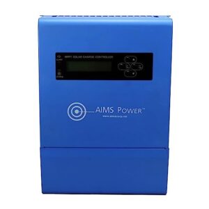 aims power scc40amppt 40 amp mppt solar charge controller, 12, 24, 36 and 48 volt solar systems; 4 stage charging; battery type selector; stackable; over temp protection