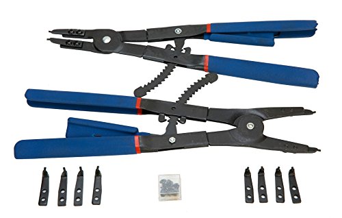 8MILELAKE 16 Inches Heavy Duty Snap-Ring Pliers External and Internal Pliers, Straight, 45°, 90° Tips