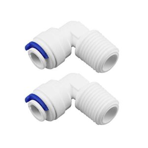 elbow quick connector for ro reverse osmosis systems-1/4 inch thread x 1/4 inch tube push fitting-nsf approved (dc-002a) pack of 2