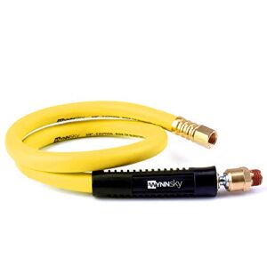 wynnsky hybrid lead in air hose 3/8" x 30"(1/4 in. mnpt ball swivel x 1/4 in. fnpt ends) 300 psi max working pressure, heavy duty air compressor hose