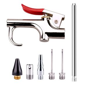 wynnsky air blow gun accessory kit with 5 interchangeable nozzles - 7 pieces air compressor tools kit