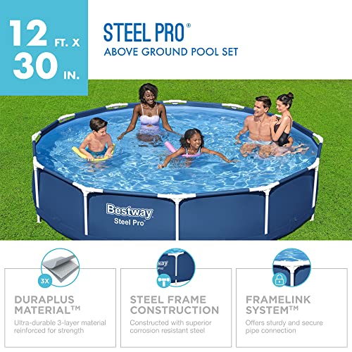 Bestway Steel Pro 12' x 30" Round Above Ground Pool Set | Includes 330gal Filter Pump