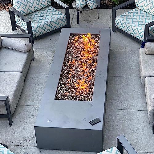 HPC Fire Rectangle Stainless Steel Fire Pit Burner (FRSR-48X24-NG), 48X24-Inch, Natural Gas