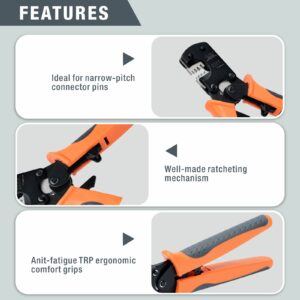 iCrimp IWS-3220M Micro Connector Pin Crimping Tool 0.03-0.52mm² 32-20AWG Ratcheting Crimper for D-Sub,Open Barrel suits Molex,JST,JAE