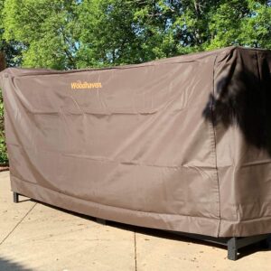 Woodhaven 8 Foot Waterproof Full Cover - Covers 1/2 Cord Outdoor Firewood Rack - Reinforced Vinyl With Velcro Straps - Keeps Logs Dry (Brown)