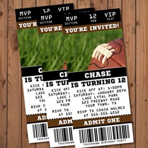 Football Birthday Party Ticket Invitations