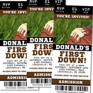 Football Birthday Party Ticket Invitations