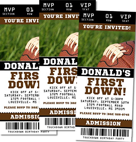 Football Birthday Party Ticket Invitations