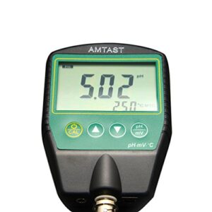 AMTAST Portable pH Meters for Meat Fruit Drinks Food pH Testing with Stainless Steel Penetration Blade pH Probe, Range 0~14Ph, Temp 0~100°C