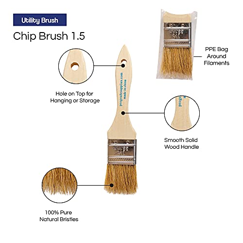 Pro Grade - Chip Paint Brushes - 36 Ea 1.5 Inch Chip Paint Brush Light Brown