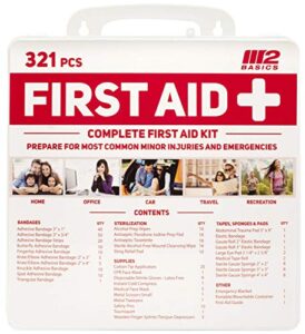 complete 321 piece emergency first aid kit | business & home medical supplies | wall mountable hard case | office, car, travel, school, camping, hunting, sports