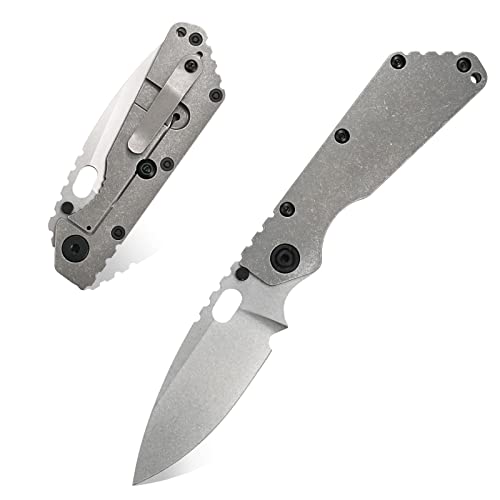 Eafengrow EF225 Pocket Knife Hunting Knives D2 Blade Titanium Handle with Clip EDC Tools Working Camping Knife(gray)