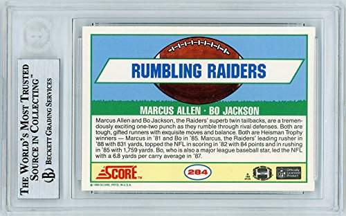 Marcus Allen Bo Jackson 1989 Score Football Great Combos Autograph Card #284 - BAS