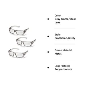 Pyramex Emerge Full Reader Safety Glasses SG7910D15 (3 Pair) (+1.5 Lens, Gray Frame/Clear Lens)