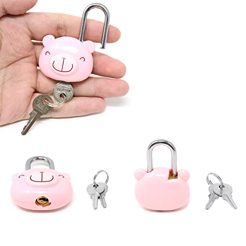 Honbay Cute Cartoon Animal Padlock Mini Bear Padlock Lock with Key - for Jewelry Box, Purse, Handbag, Backpacks, Cabinet, Treasure Chest, Suitcases, Lockers, Letter Box, Diary, Notebook, etc