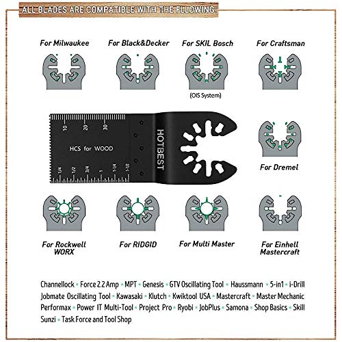 HOTBEST 50Pcs Wood Oscillating Saw Blades Professional Multitool Quick Release Saw Blades Fit Porter Cable Rockwell Makita Black & Decker Ridgid Craftsman Chicago, etc.