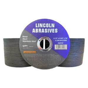 100 pack 4.5" cut-off wheels lincoln abrasives .040" metal & stainless steel