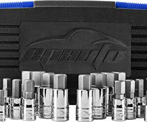 EPAuto 32 PCs Hex Bit Socket Set, SAE and Metric, S2 & Cr-V Steel