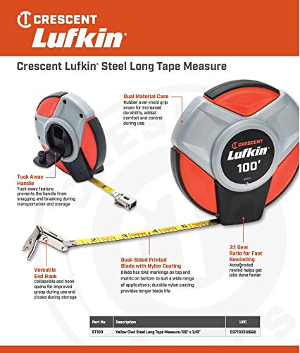 Lufkin ST100 TAPE,3/1 RATIO,100' X 3/8,STEEL