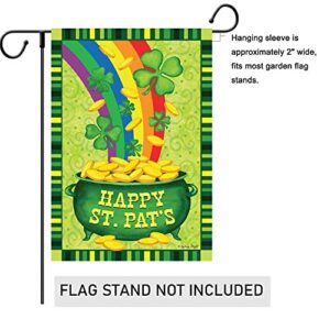 Dtzzou Happy St.Pat's Garden Flag 12.5" x 18" Decorative Shamrock Clover Garden Flag Gold Pot Coin Rainbow Double Sided Flag for St. Patrick's Day Decoration