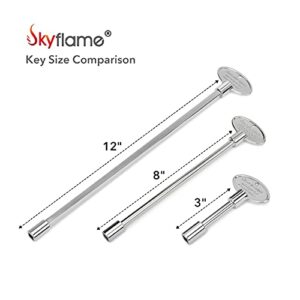 Skyflame Universal Gas Valve Key Fits 1/4" and 5/16" Gas Valve Stems, for Fire Pit and Fireplace, Polished Chrome - 3 Inches