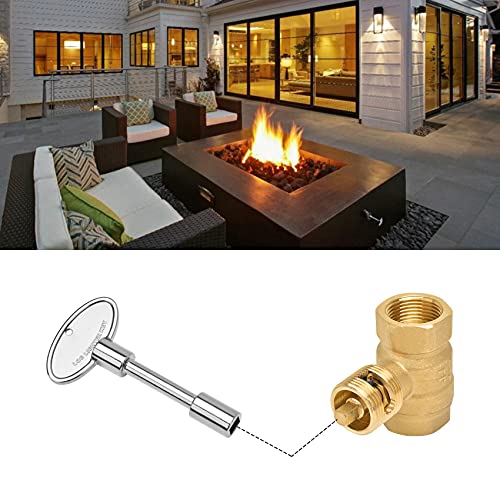 Skyflame Universal Gas Valve Key Fits 1/4" and 5/16" Gas Valve Stems, for Fire Pit and Fireplace, Polished Chrome - 3 Inches