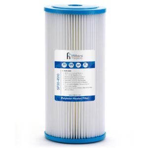 sediment pleated water filter city or well water, washable 4.5" x 10", 30 micron