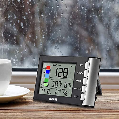 ECOWITT WH5360B Wireless Rain Gauge High Precision Digital 3-in-1 Weather Station with Indoor Thermometer and Hygrometer