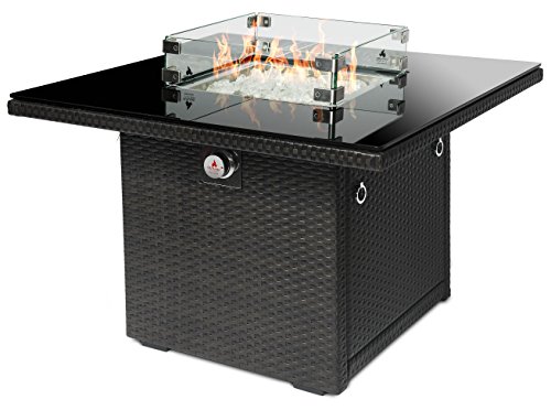 Outland Fire Table 3 Piece Square Accessory Set of Tempered Glass Lid Insert, Tempered Glass Wind Guard Fence, and UV & Water Resistant Durable Cover for 36-Inch Square Series 410 Propane Fire Tables