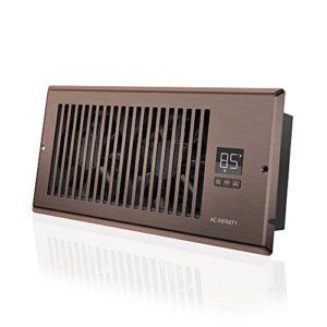 ac infinity airtap t4, quiet register booster fan with thermostat 10-speed control, heating cooling ac vent, fits 4” x 10” register holes, bronze