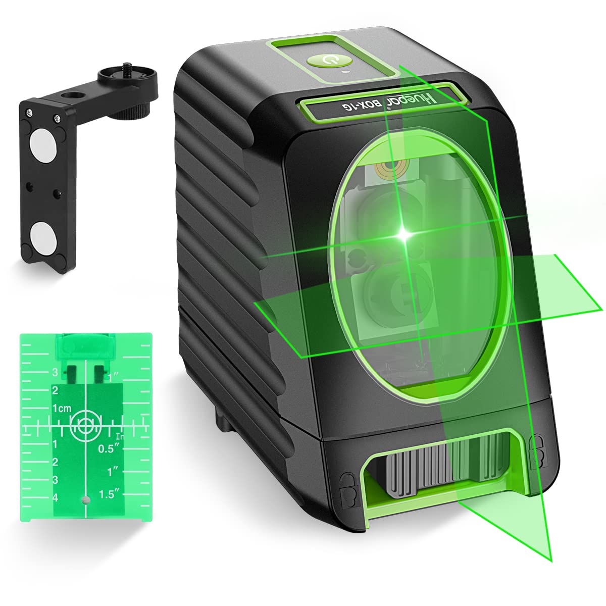 Self-leveling Laser Level - Huepar Box-1G 150ft/45m Outdoor Green Cross Line with Vertical Beam Spread Covers of 150°, Selectable Laser Lines, 360° Magnetic Base and Battery Included