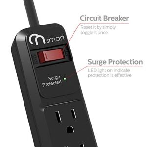 ONSMART USB Surge Protector Power Strip, 4 Multi Outlets with 2 USB Charging Ports, 3.4A Total Output-600J Surge Protector Power Bar, 6 ft Long UL Cord, Wall Mount (Black)