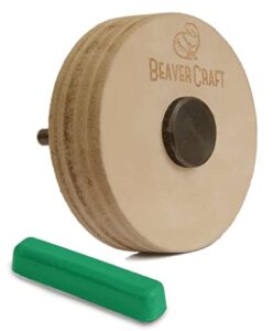 beavercraft pw1 sharpening wheel stropping 3" wheel leather wheel honing wheel leather polishing wheel knife sharpening wheel kit leather stropping buffing wheel leather strop wheel