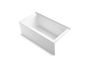 kohler k-20201-ra underscore rectangle 60-inch x 30-inch alcove bath with integral apron, integral flange and right hand drain, white