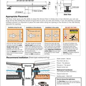 Neodrain Professional Black 24-Inch Linear Shower Drain Manufacturer with Removable Capsule Pattern Grate, 304 Stainless Steel Rectangle Shower Floor Drain- Adjustable Leveling Feet,Hair Strainer