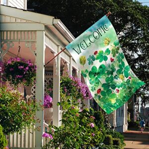 Morigins Welcome Clover Garden Decorative St.Patrick's Day Double Sided House Flag 28x40 inch